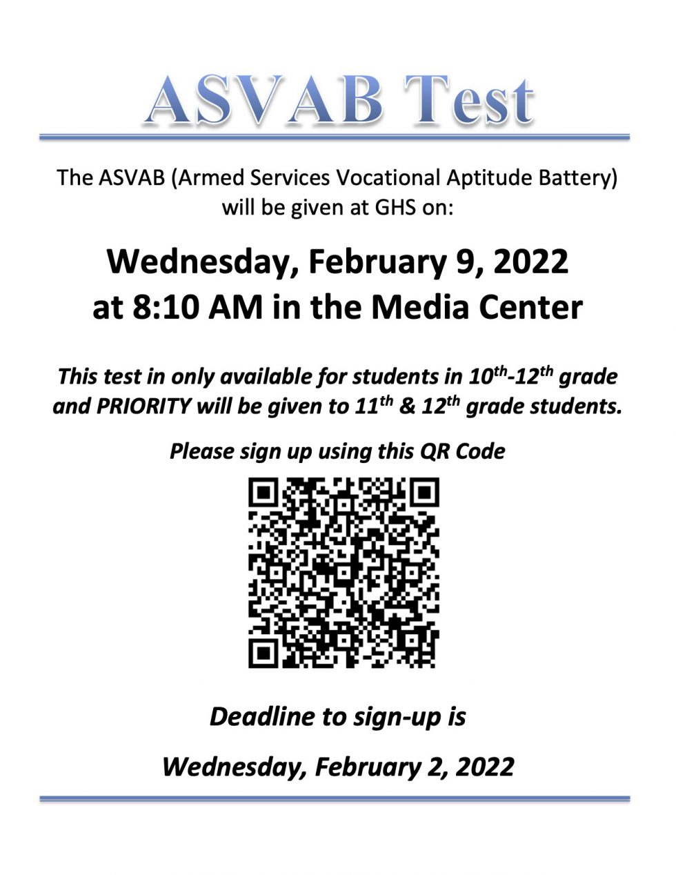 ASVAB Test | Gulf High School