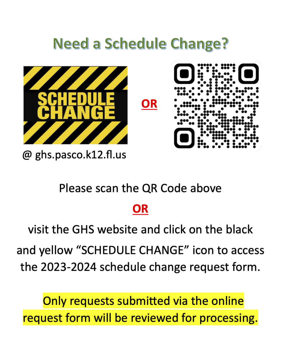 Schedule Change Information | Gulf High School